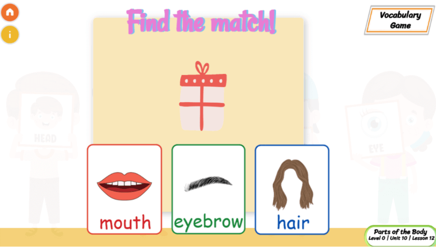 Matching Game - Body Parts Recognition